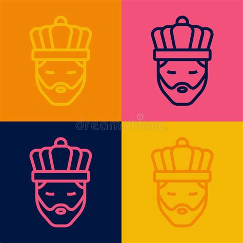 Pop Art Line King With Crown Icon Isolated On Color Background Vector Stock Vector
