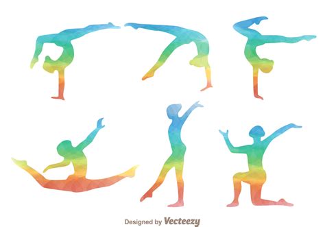 Iconos De La Silueta Del Arco Iris Del Gimnasta Descargue Gráficos Y