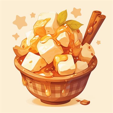 Premium Vector Caramel Apple Ice Cream With Cinnamon Crumble