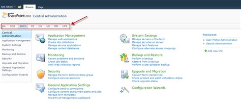 central admin recommended top navigation links spjeff