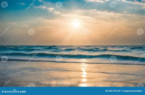 Serene Summer Beach Scene With Sand And Sea Stock Illustration