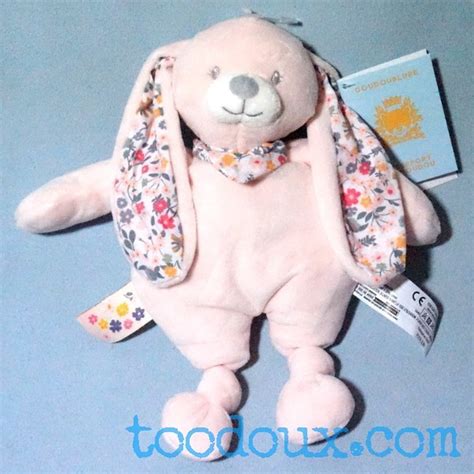 Sos Doudou Lapin Bout Chou Monoprix Rose Fleurs