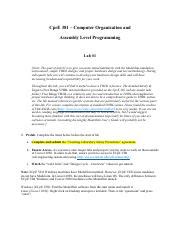 Computer Organization And Assembly Level Programming Lab 1 Course Hero