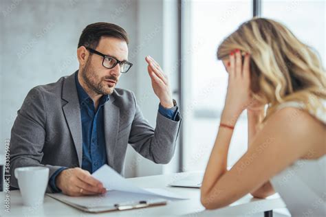 Mad Male Worker Yelling At Female Colleague Asking Her To Leave Office