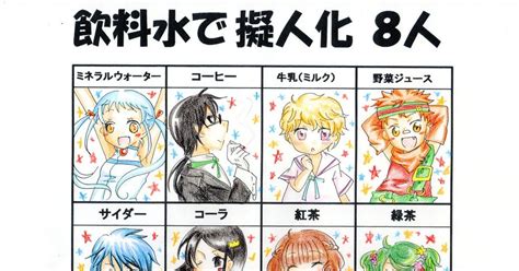 飲料水擬人化】 飲料水擬人化 まつりのマンガ 企画 描いてもいいのよ 擬人化 Pixiv