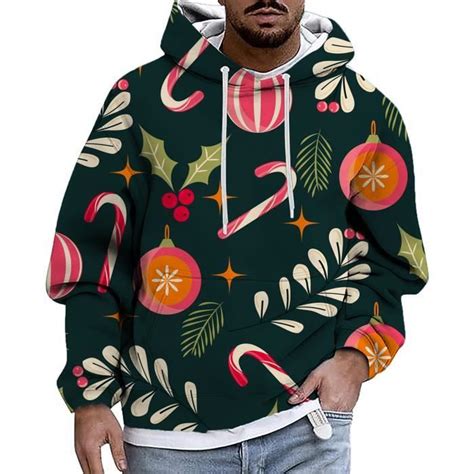 SWEATSHIRT Sweat a Capuche Noël Homme Grande Taille Imprimé de Noel