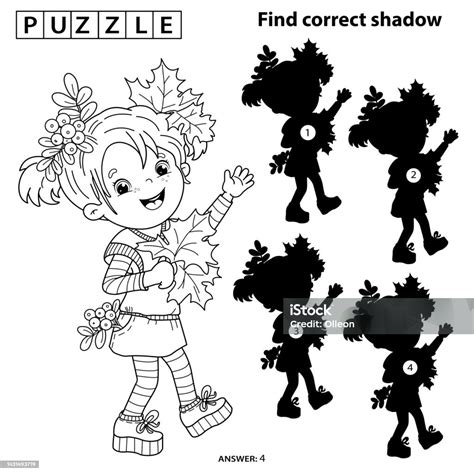 Jeu De Puzzle Pour Les Enfants Trouvez Lombre Correcte Coloriage