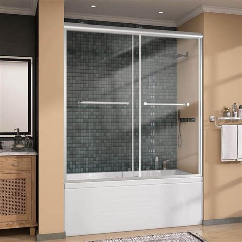 Zeafive 60 In W X 62 In H Semi Frameless Double Sliding Bath Tub