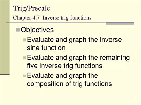 Ppt Trig Precalc Chapter 4 7 Inverse Trig Functions Powerpoint