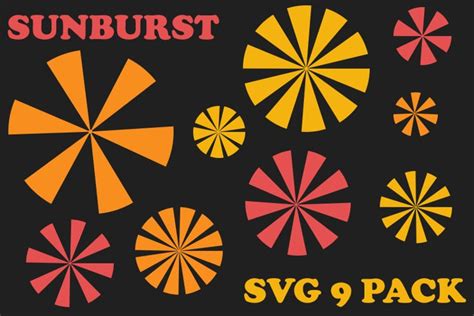 Sunburst Svg 9 Pack Retro Inspired Warm Tone Designs