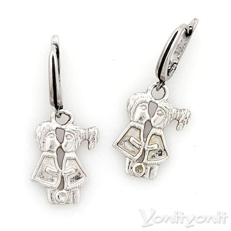 925 Sterling Silver Earrings Couple Kiss Love Dangle Romantic
