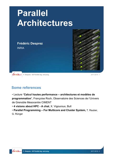 Pdf Parallel Architectures Frdric Desprez Inria F Desprez Ue Pdf Document 858759