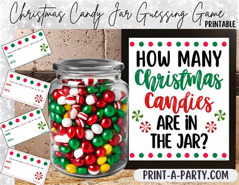 Christmas Candy Guessing Game How Many Candies In Jar Holiday Party