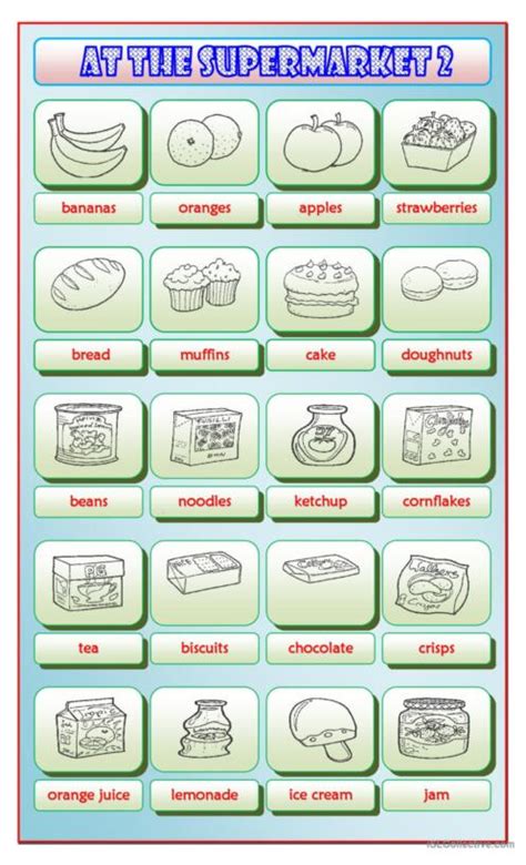 88 Supermarket English Esl Worksheets Pdf And Doc