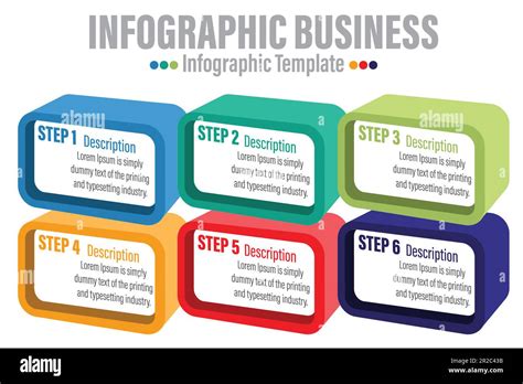 6 Steps Six 6 Option 3d Box Note Shape Elements With Stepsroad Map