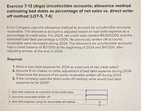 Solved Exercise Algo Uncollectible Accounts Chegg