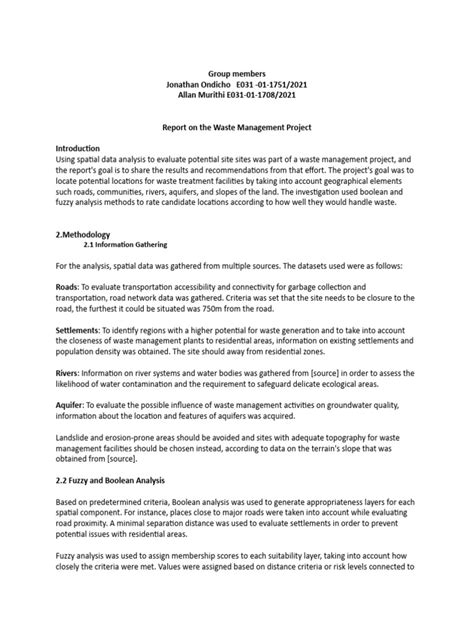 Report On The Waste Management Project Pdf