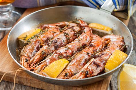 Crevettes rouges d Argentine parfumées au thym et au citron Marès
