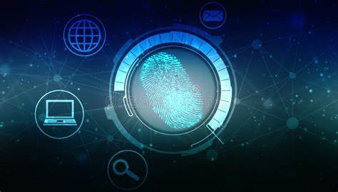 Abstract Security System Concept With Fingerprint On Technology Background Biometric
