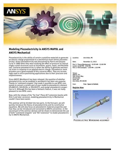 Pdf Modeling Piezoelectricity In Ansys Mapdl And Ansys · Pdf