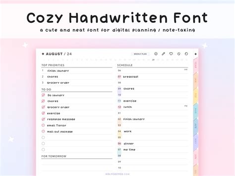 Cozy Handwritten Font For Digital Planner Note Taking Cute And Neat Handwriting Goodnotes Font