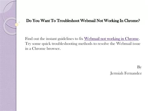 ppt do you want to troubleshoot webmail not working in chrome