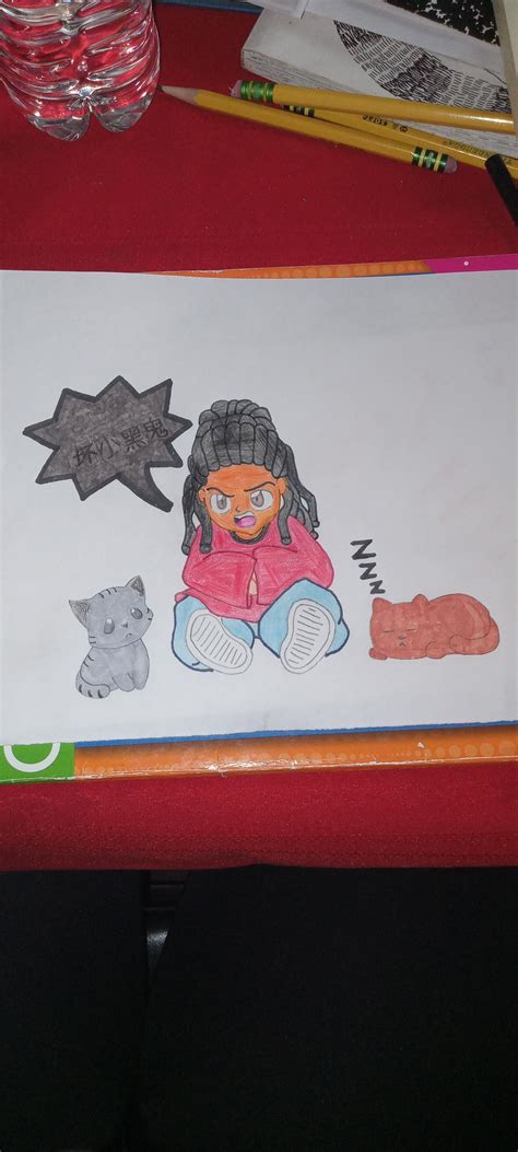 Me Drawing Simba As An Anime Chibi Character With Luna Sleeping And Uno