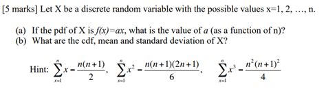 Solved Marks Let X Be A Discrete Random Variable With The Chegg