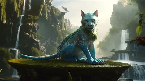 Illustration Of Blue Cat With Yellow Eyes Looks Like A Character From