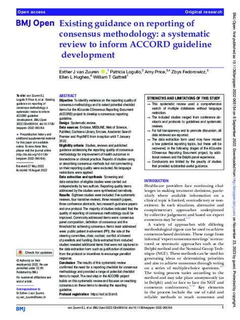 Pdf Existing Guidance On Reporting Of Consensus Methodology A