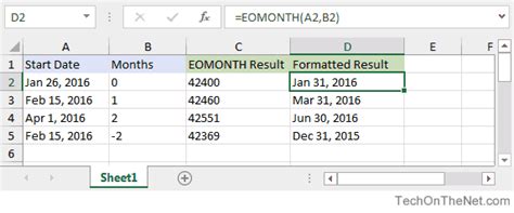 Ms Excel How To Use The Eomonth Function Ws