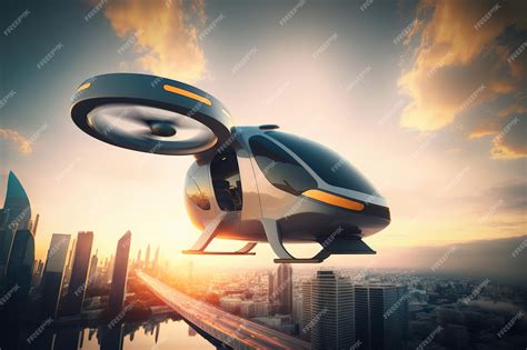 Premium Photo Future Of Urban Air Mobility City Air Taxi Uam Urban