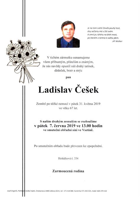 Pan Ladislav Češek Smutecnioznamenieu