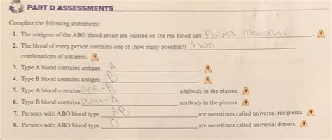 Solved PART D ASSESSMENTSComplete The Following Chegg