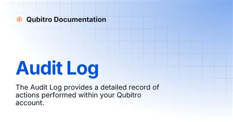 Audit Log Qubitro Documentation Audit Log Qubitro Documentation