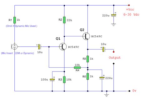 Ecm Mic Preamplifier Amplifier Circuit Circuit Diagram