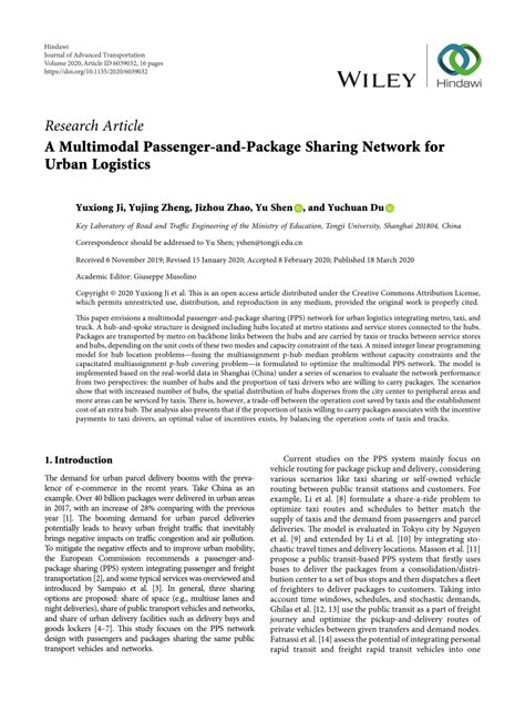 Pdf A Multimodal Passenger And Package Sharing Network For Urban Logistics