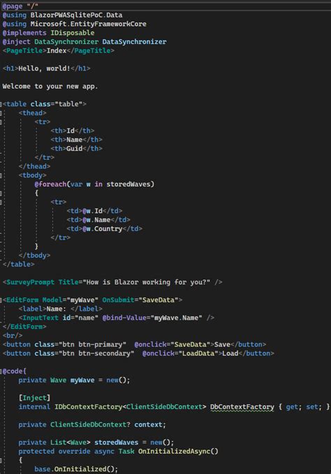 Blazor Pwa With Sqlite Microsoft Qanda