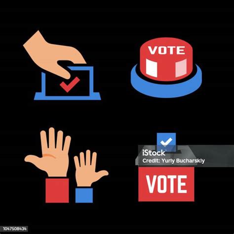 向量投票顏色圖示黑色背景與選民手 選票框 點擊按鈕 投票手民主選舉民意調查剪影符號向量圖形及更多投票圖片 投票 按鈕 推 Istock