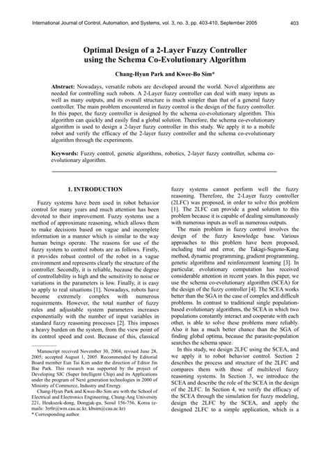 Pdf Optimal Design Of A 2layer Fuzzy Controller Using The Schema Co