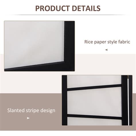 Panel Room Divider Folding Privacy Screen With Stripe Design
