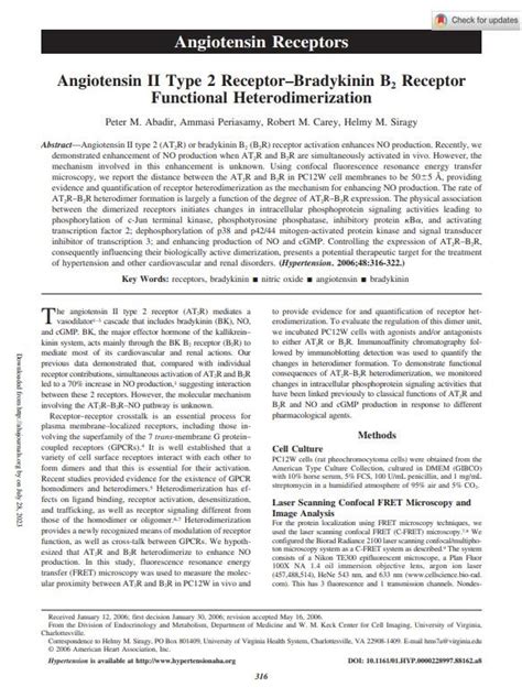 Angiotensin Ii Type 2 Receptorbradykinin B2 Receptor Functional