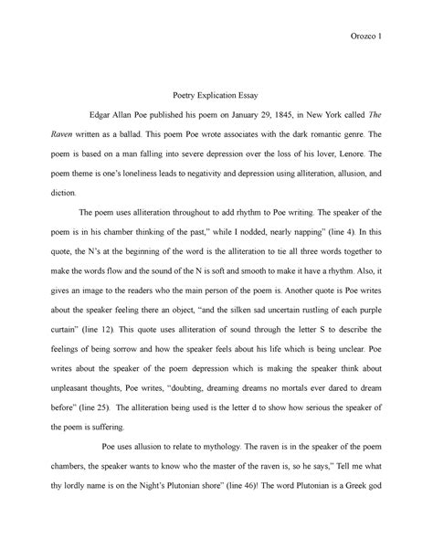 Poem Explication Essay Telegraph