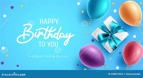 Happy Birthday Vector Background Design Happy Birthday Text In Blue