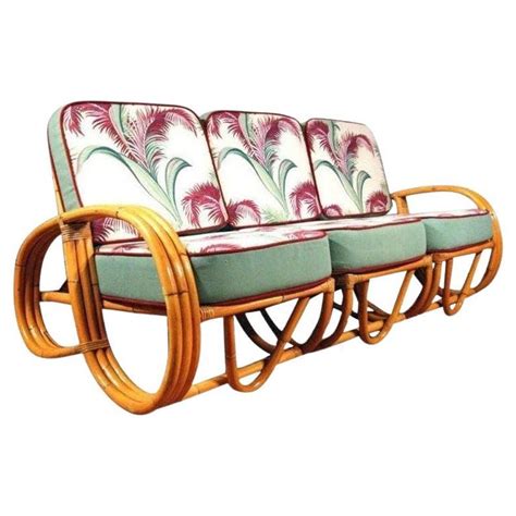 Restored Three Strand Reverse Pretzel Rattan Sofa For Sale At 1stdibs