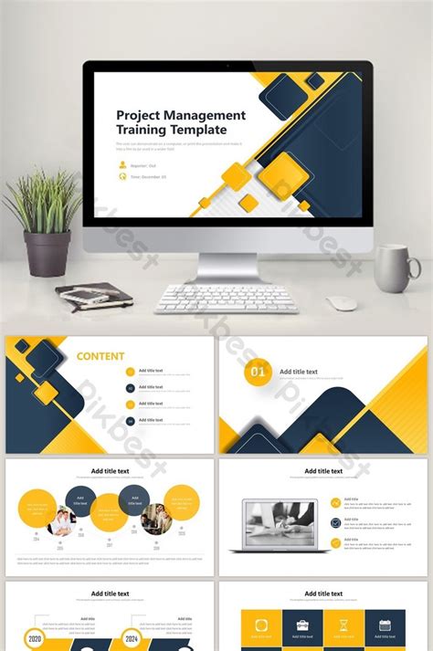 黑黃商務專案管理培訓彙報ppt範本 Powerpoint素材pptx免費下載 Pikbest