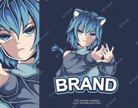 Premium Vector Cat Girl Anime Logo Template