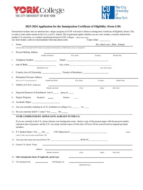 Fillable Online 2023 2024 Application For The Immigration Certificate Of Eligibility Form I 20