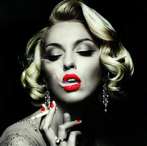 Sexy Blonde With Redlips Nails Smoking Telegraph