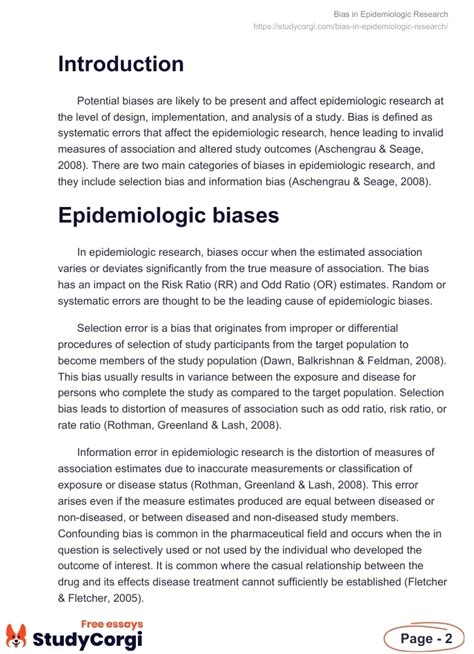Bias In Epidemiologic Research Free Essay Example